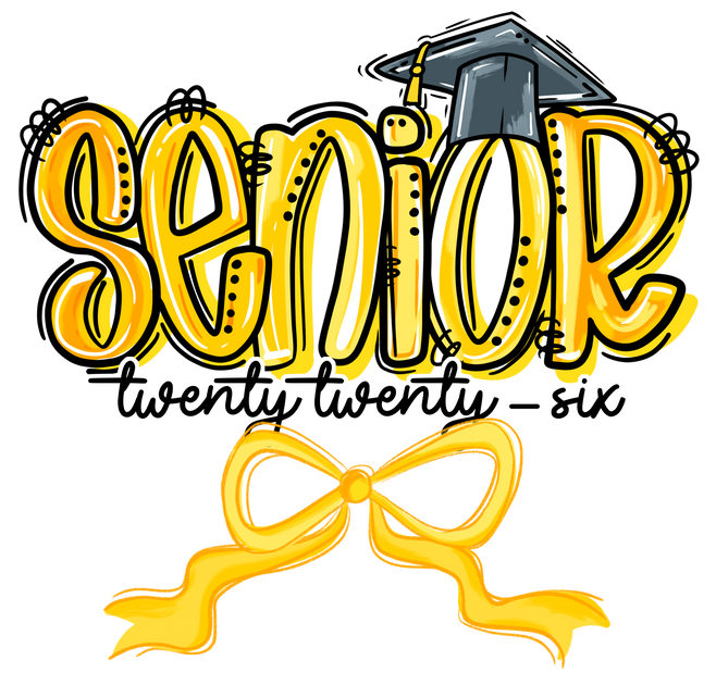 Yellow Senior Twenty Twenty Six & Bow DTF (direct-to-film) Transfer ...