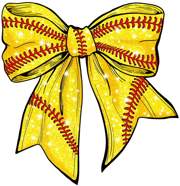 Yellow Softball Bow DTF (direct-to-film) Transfer – Twisted Image Transfers