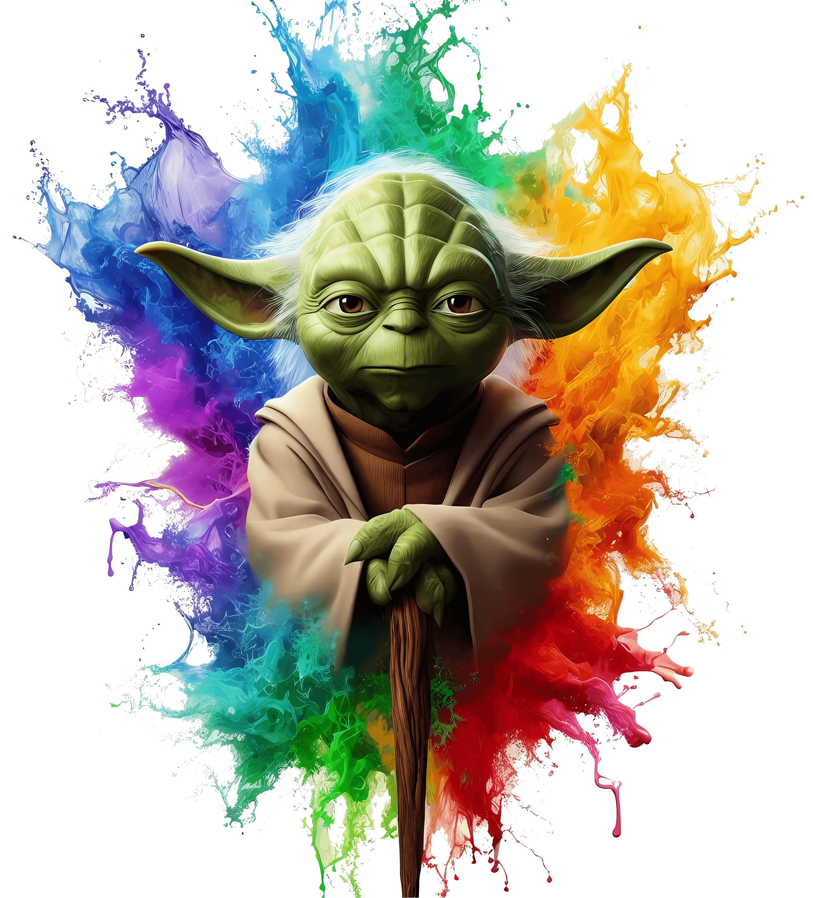 Yoda Posing in Color Drip DTF (direct-to-film) Transfer – Twisted Image ...