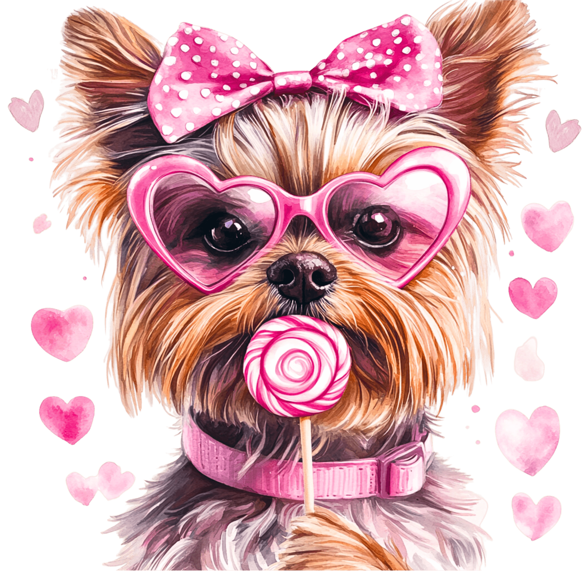 Yorkie in Pink Valentine DTF (direct-to-film) Transfer – Twisted Image ...