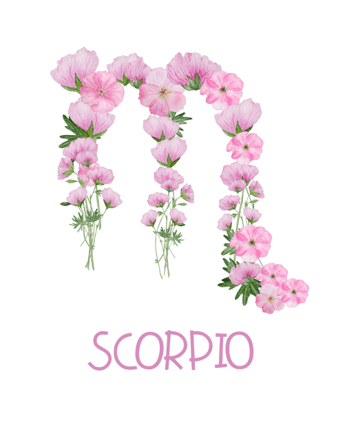 Zodiac Pink Flowers Scorpio DTF (direct-to-film) Transfer – Twisted ...
