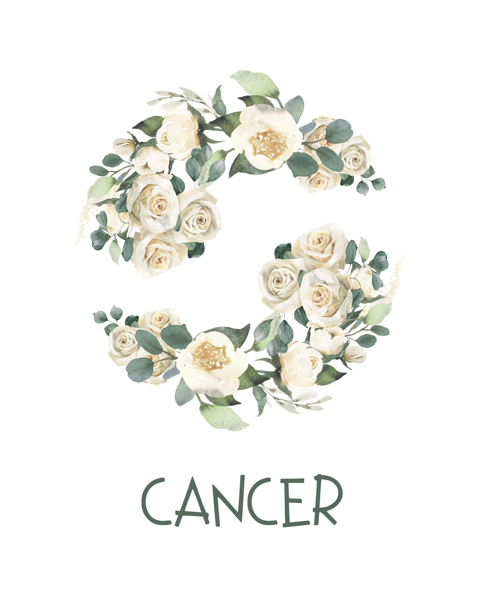 Zodiac White Flowers Cancer DTF (direct-to-film) Transfer – Twisted ...