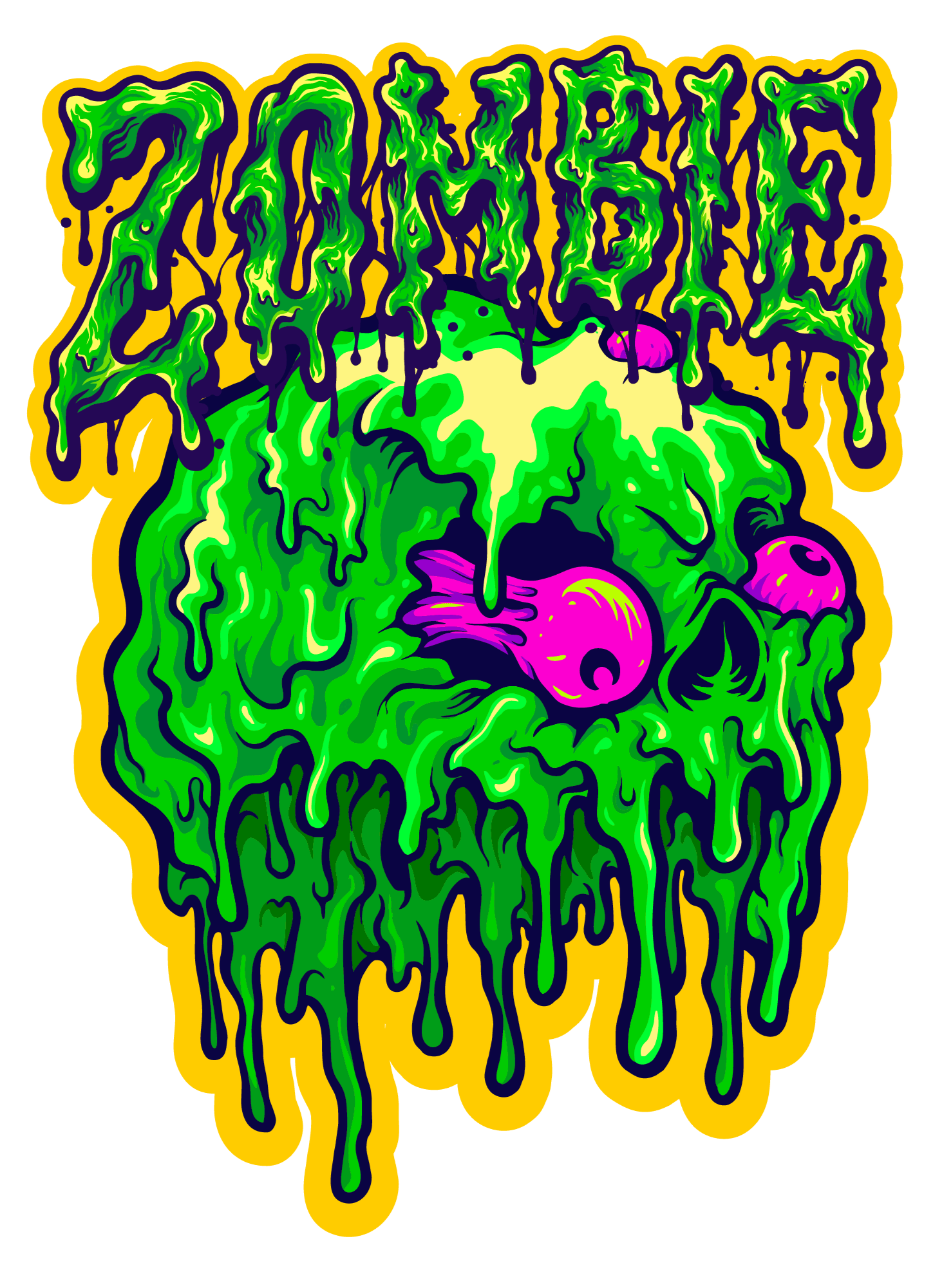 Zombie With Purple Eyes Color Drip DTF (direct-to-film) Transfer ...