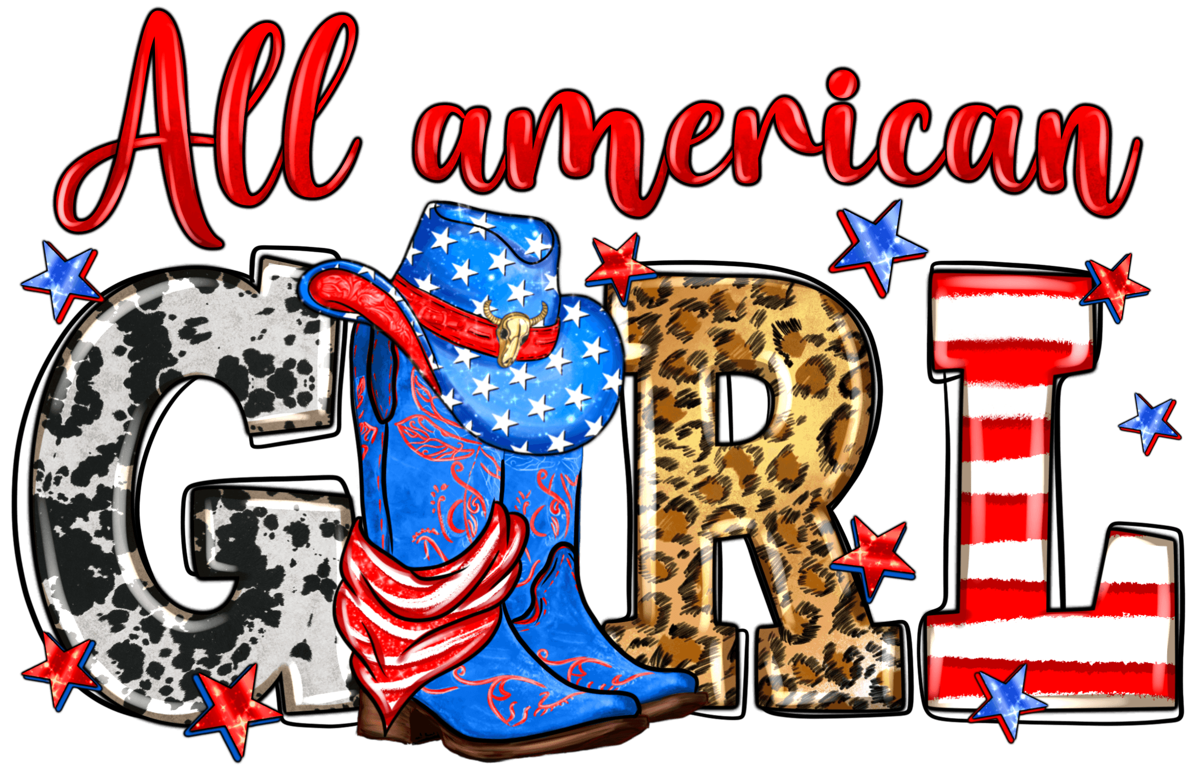 All American Girl DTF (direct-to-film) Transfer – Twisted Image Transfers