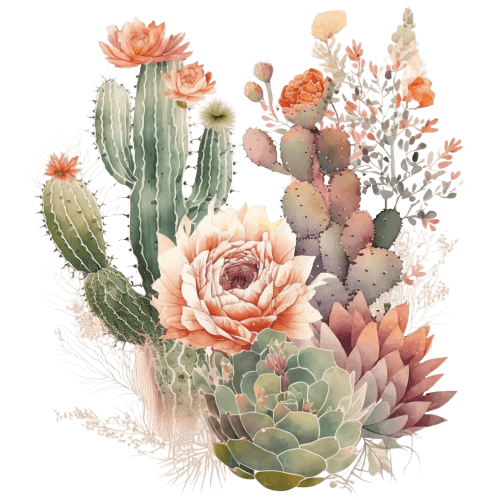 Cactus with Flowers DTF (direct-to-film) Transfer – Twisted Image Transfers