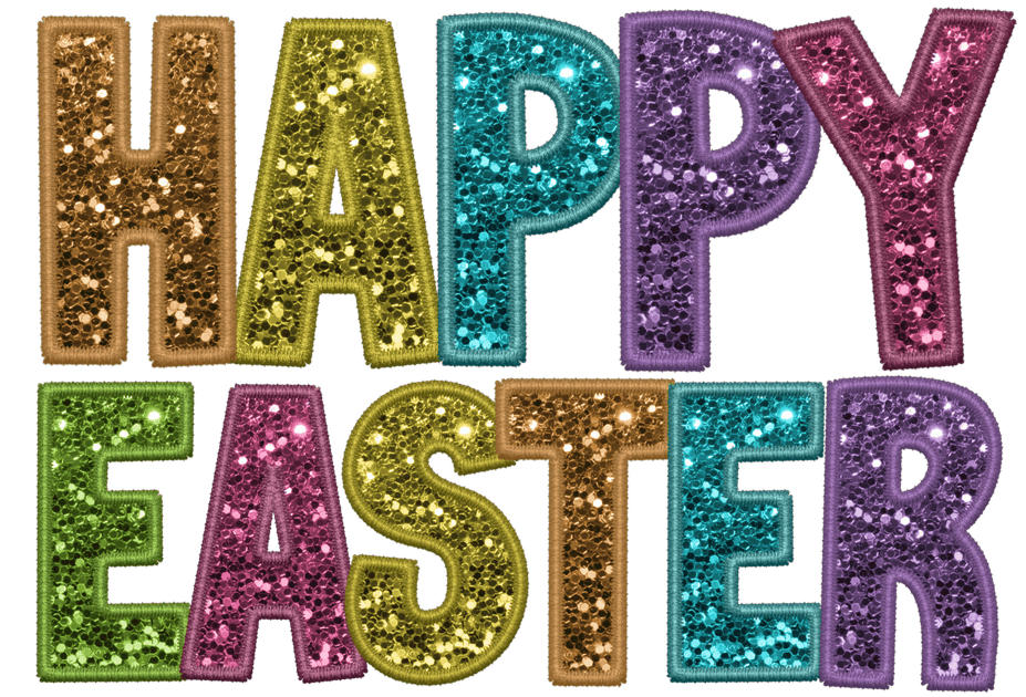Happy Easter Faux Glitter DTF (direct-to-film) Transfer – Twisted Image ...