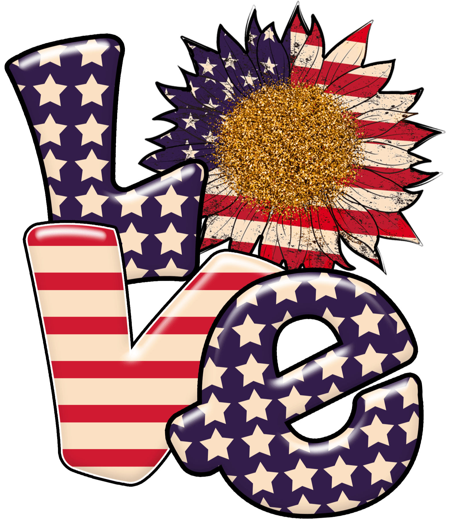 July 4th (Love USA (Stripes) DTF (direct-to-film) Transfer – Twisted ...