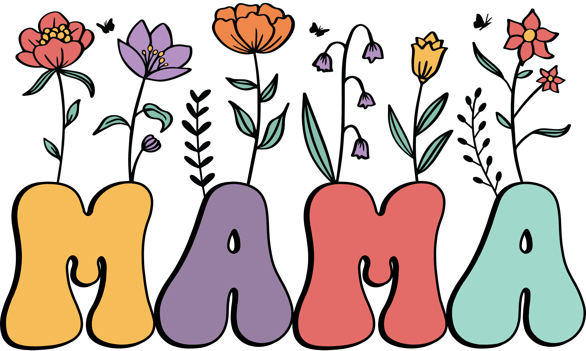 Mom/Mother's Day (Five mama) DTF (direct-to-film) Transfer – Twisted ...