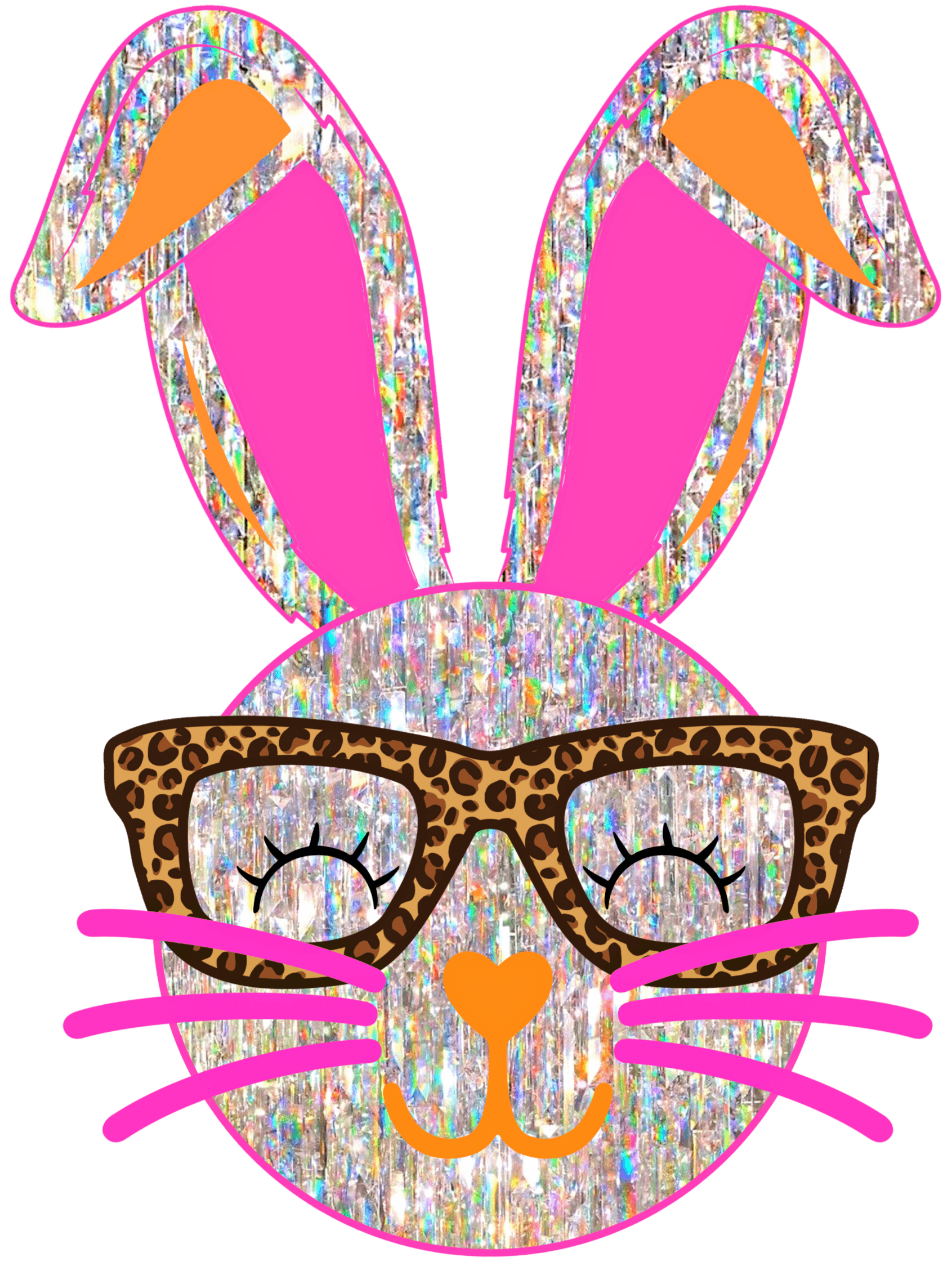 Silver Bunny with Glasses Easter DTF (direct-to-film) Transfer ...