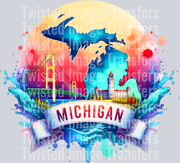 Michigan Color Drip Bridge DTF (direct-to-film) Transfer – Twisted ...
