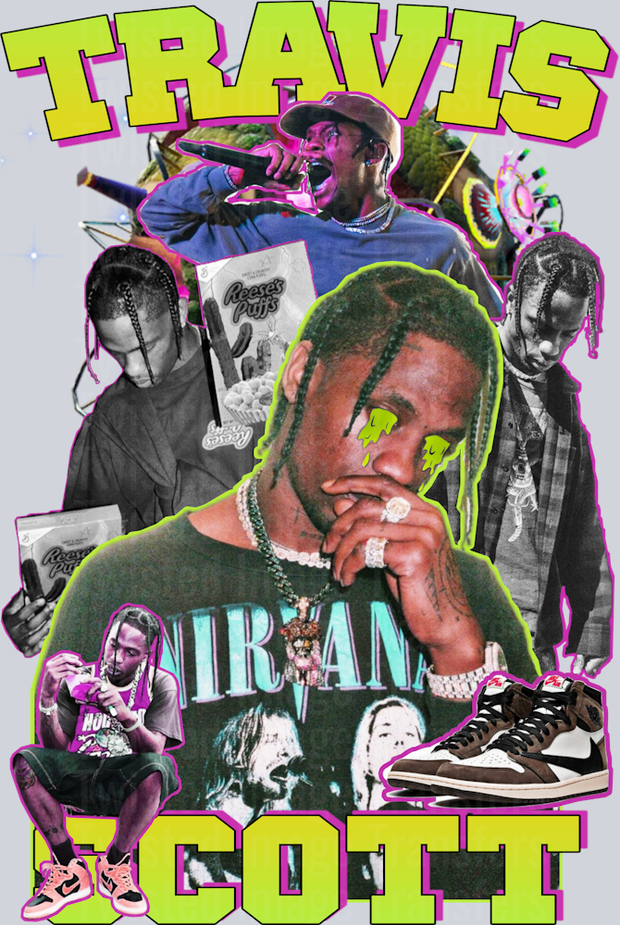 Travis Scott Yellow Font Nirvana Shirt DTF (direct-to-film) Transfer ...