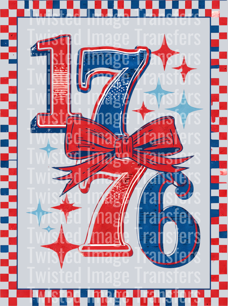 1776 with Checkered Border DTF (direct-to-film) Transfer – Twisted ...