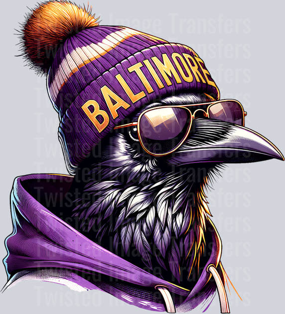 Raven In Purple Baltimore Beanie DTF (direct-to-film) Transfers ...