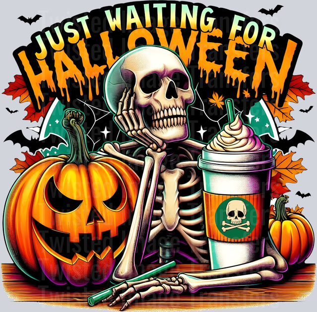 Bones Just Waiting For Halloween DTF (direct-to-film) Transfer ...