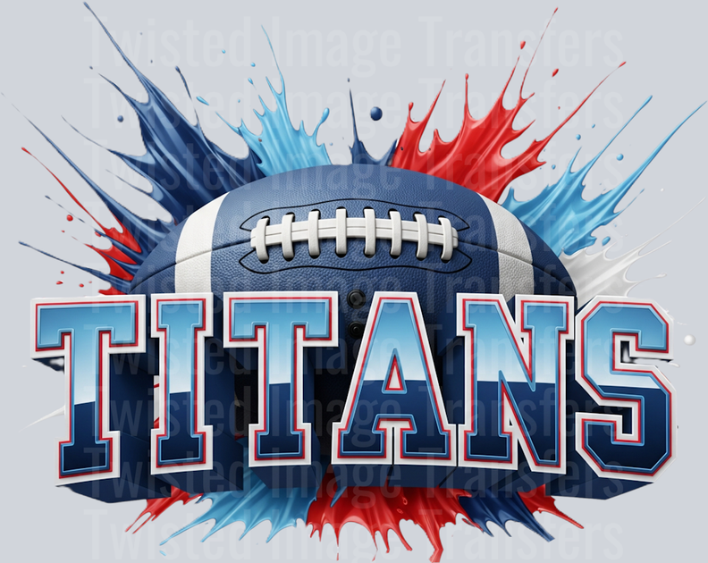 Titans Football with Red White and Blue Paint DTF (direct-to-film ...