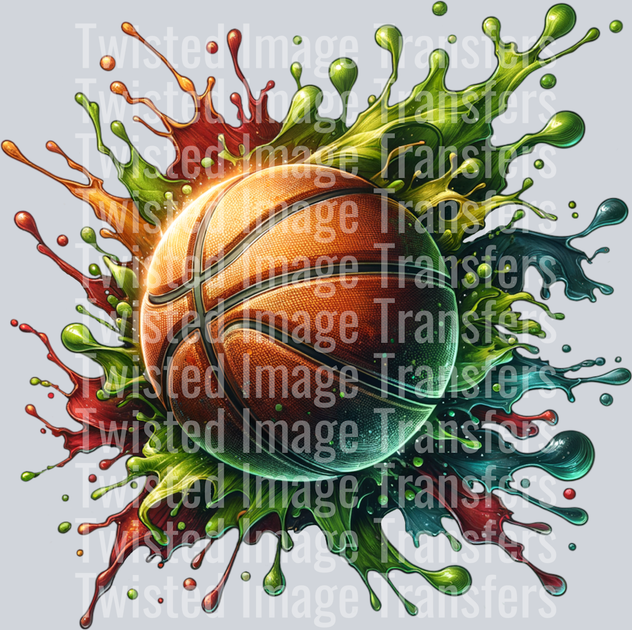 Basketball Color Splatter Drip DTF (direct-to-film) Transfer – Twisted ...