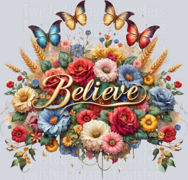 Believe Floral DTF (direct-to-film) Transfer – Twisted Image Transfers