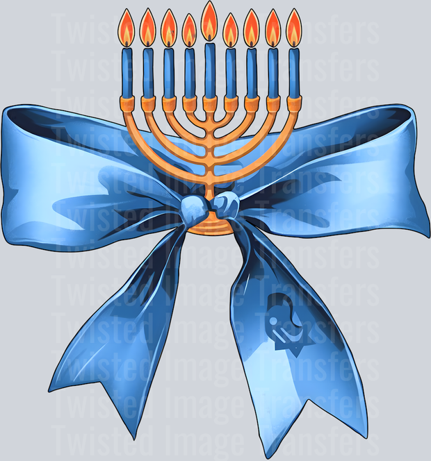 Hanukkah Candles & Blue Bow DTF (direct-to-film) Transfer – Twisted ...