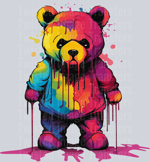 Bear Color Drip DTF (direct-to-film) Transfer – Twisted Image Transfers