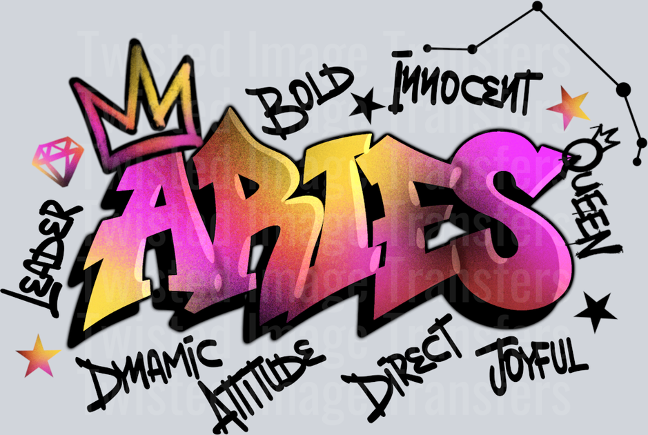 Aries Graffiti DTF (direct-to-film) Transfers – Twisted Image Transfers