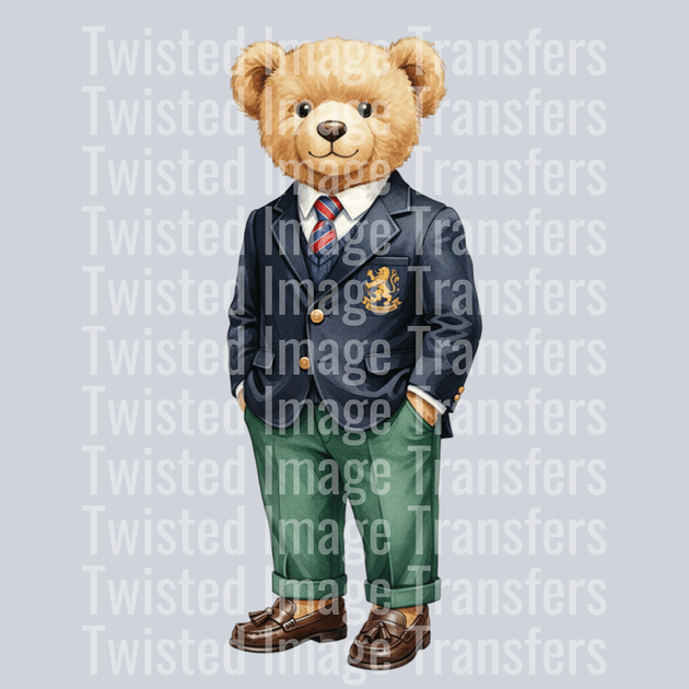 Teddy Bear in Striped Tie DTF (direct-to-film) Transfer – Twisted Image ...