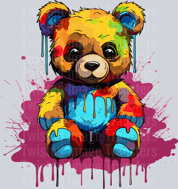 Teddy Bear Color Drip DTF (direct-to-film) Transfer – Twisted Image ...