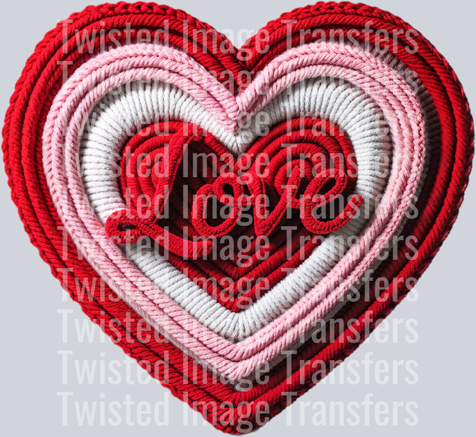 Tri Colored Heart Faux Crochet DTF (direct-to-film) Transfer – Twisted ...
