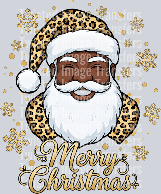 Black African American Santa Claus Cheetah DTF (direct-to-film ...