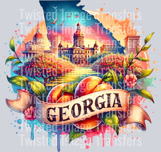 Georgia State Floral Color Drip DTF (direct-to-film) Transfer – Twisted ...