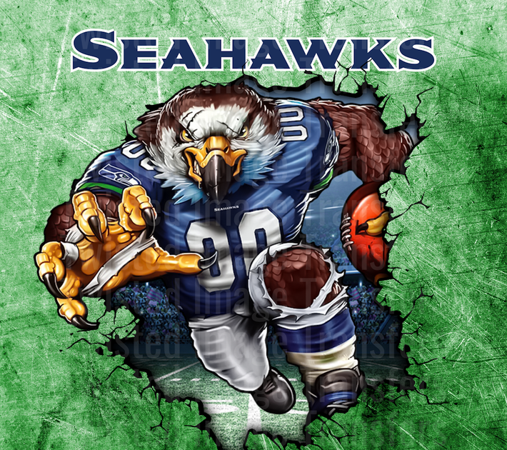 Seattle Seahawks With Animated Football Player' 20 oz Skinny Straight ...