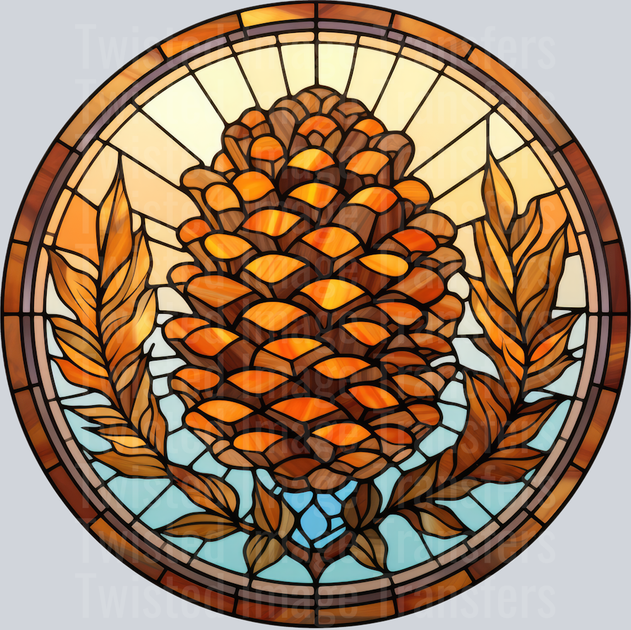 Autumn Stained Glass Pinecone DTF (direct to film) Transfer – Twisted ...