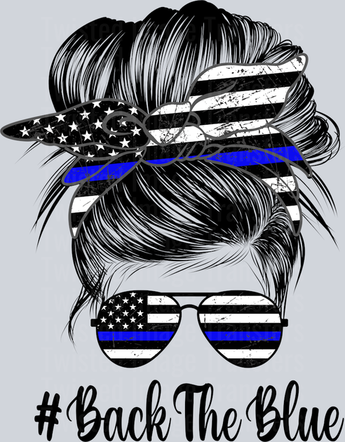 Back the Blue Messy Bun – Twisted Image Transfers