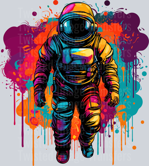 Color Drip Astronaut Yellow & Purple DTF (direct-to-film) Transfer ...