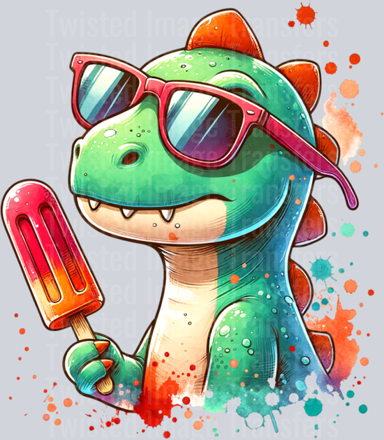 Dinosaur With Popsicle DTF (direct-to-film) Transfer – Twisted Image ...