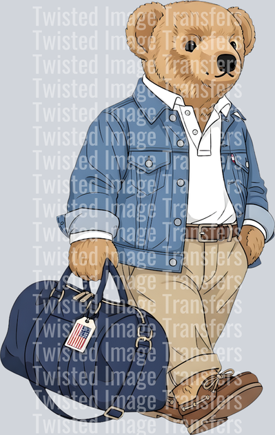 Teddy Bear in Jean Jacket DTF (direct-to-film) Transfer – Twisted Image ...
