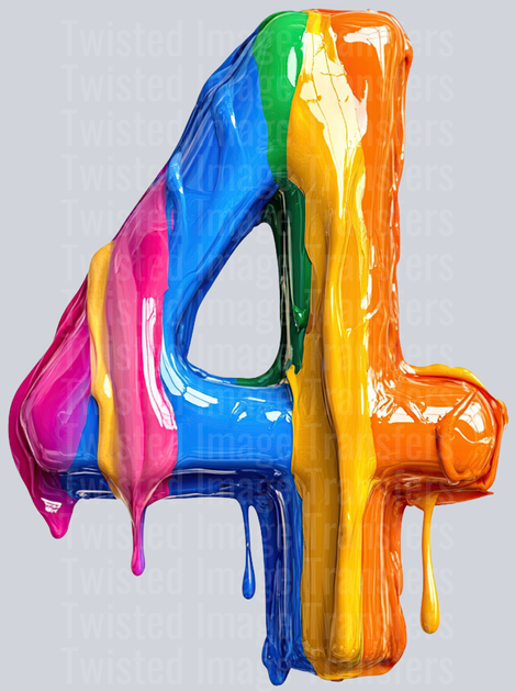 Number Four Color Drip DTF (direct-to-film) Transfer – Twisted Image ...