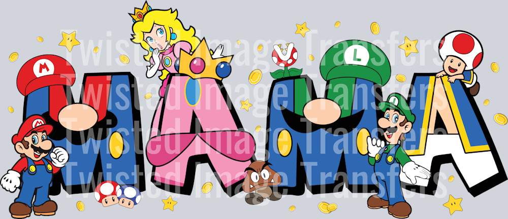 Mama Mario DTF (direct-to-film) Transfer – Twisted Image Transfers