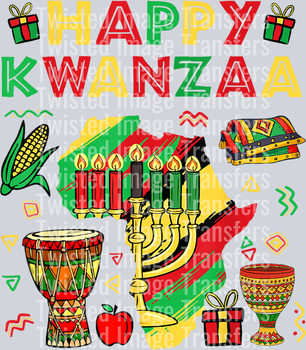 Happy Kwanzaa Kinara Set Mazao African American DTF (direct-to-film ...
