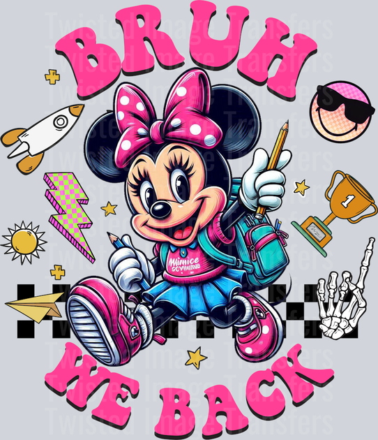 Back to School Minnice in Pink DTF (direct-to-film) Transfer – Twisted ...