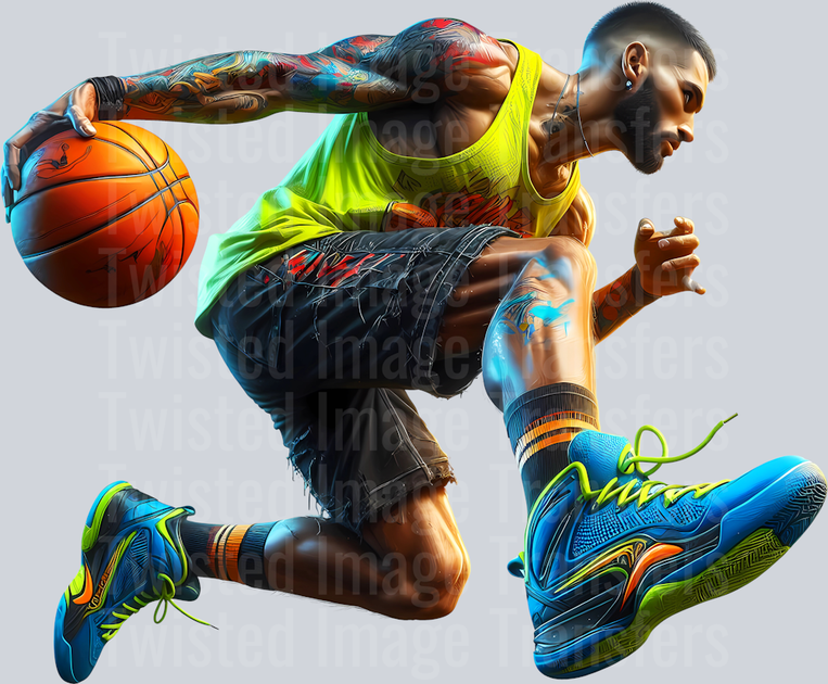 Color Drip Basketball Player In Action DTF (direct-to-film) Transfer ...