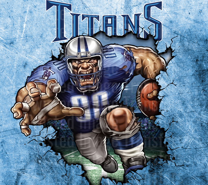 Tennessee Titans With Animated Football Player 20 oz Skinny Straight ...