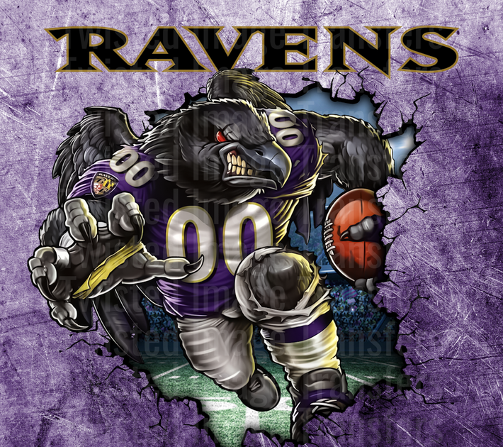 Baltimore Ravens With Animated Football Player 20 oz Skinny Straight ...