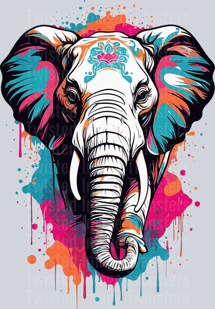Elephant Image Color Drip DTF (direct-to-film) Transfer – Twisted Image ...