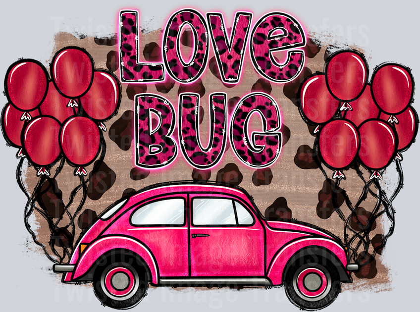 Volkswagen Love Bug In Pink With Balloons And Animal Print DTF (direct ...