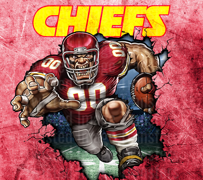 Kansas City Chiefs With Animated Football Player 20 oz Skinny Straight ...