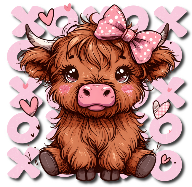 XOXO Highland Cow Shadow DTF (direct-to-film) Transfer – Twisted Image ...
